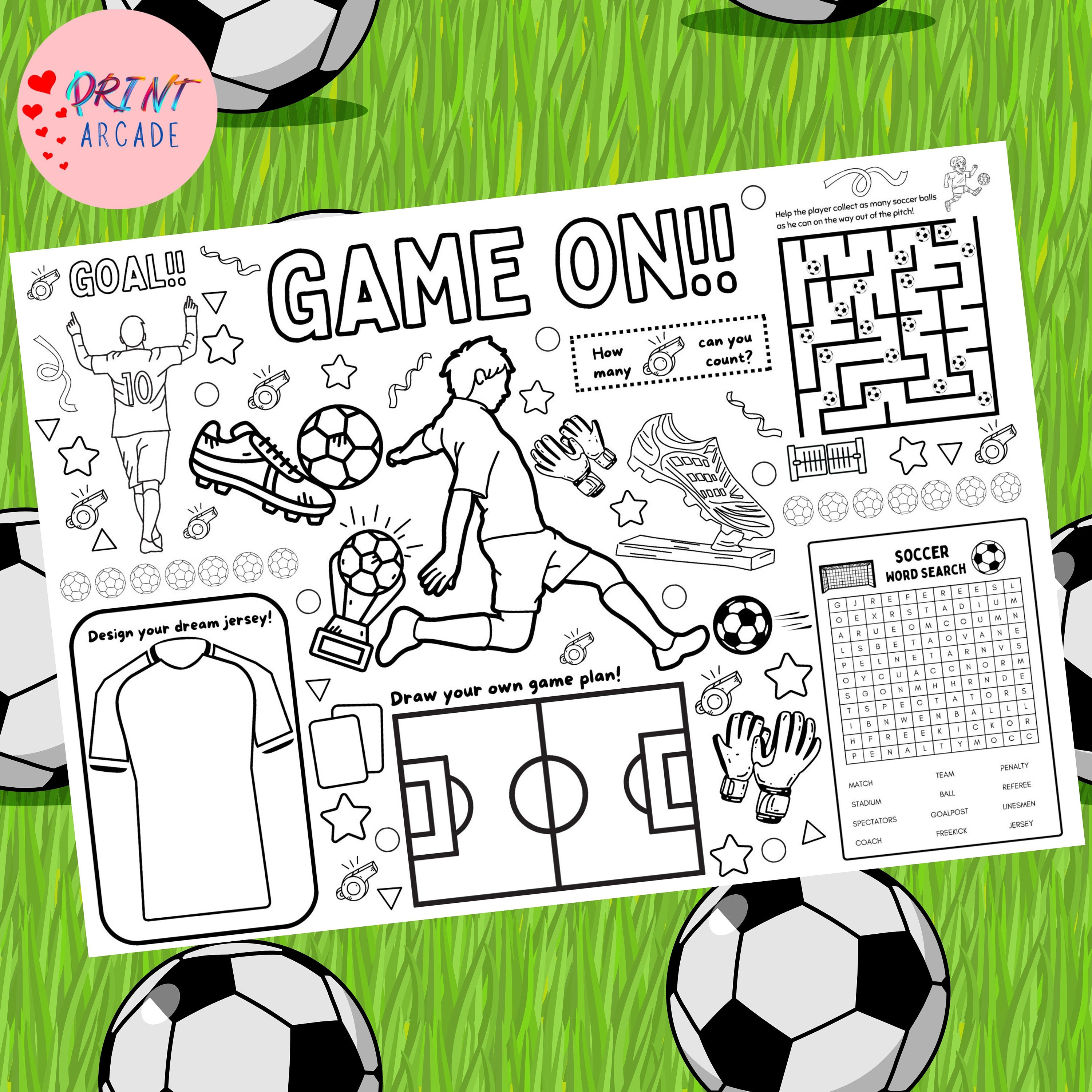 Soccer Interactive Colouring Activity Sheet, Instant Download ...