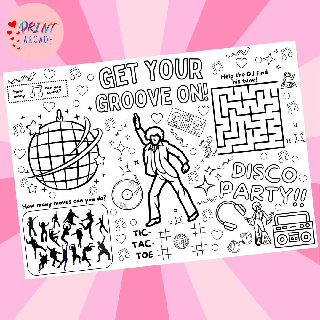 Disco Interactive Colouring Activity Sheet, Instant Download, Printable ...