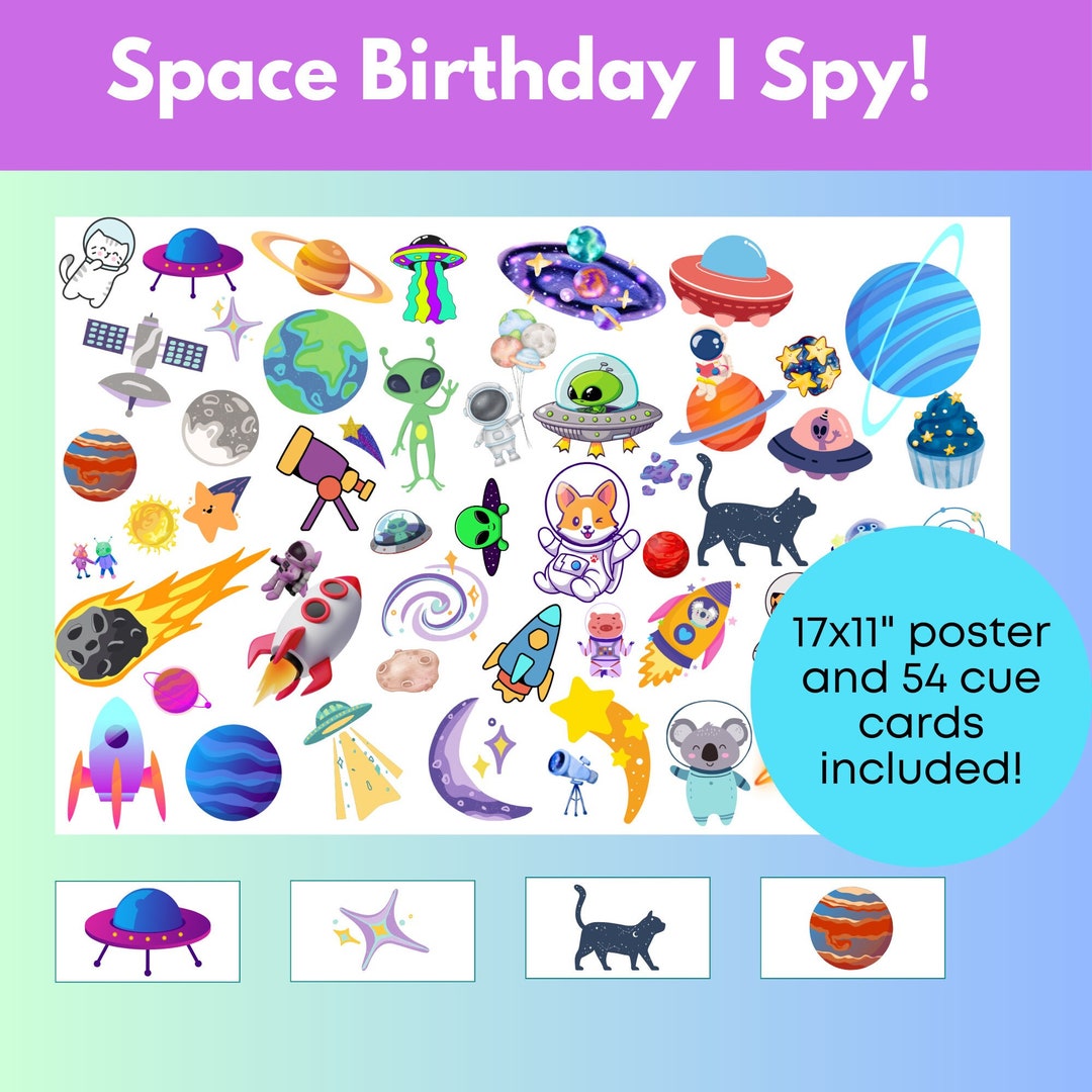 Outer Space Theme I Spy/treasure Hunt Birthday Game, Kids Birthday, 2 ...