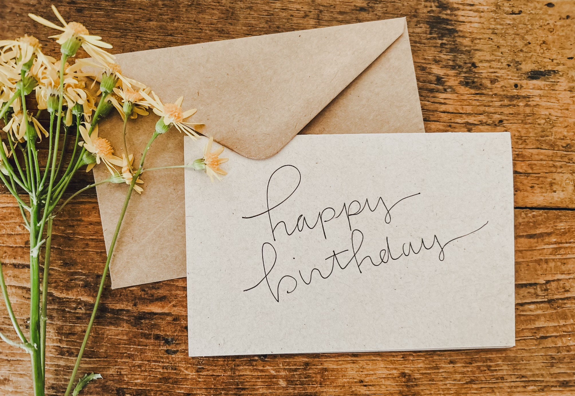 Happy Birthday Handwritten Card With Matching Kraft Envelope - Etsy