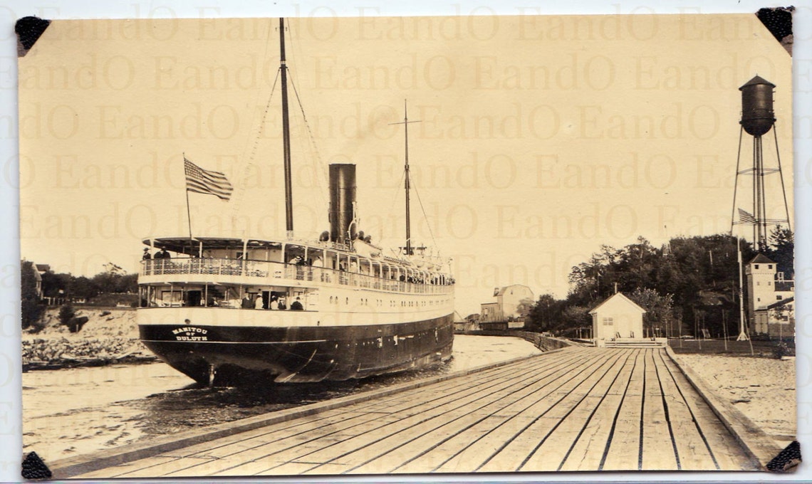 1910s Snapshot of a Steam Ship, Steamboat, Near Duluth Minnesota ...