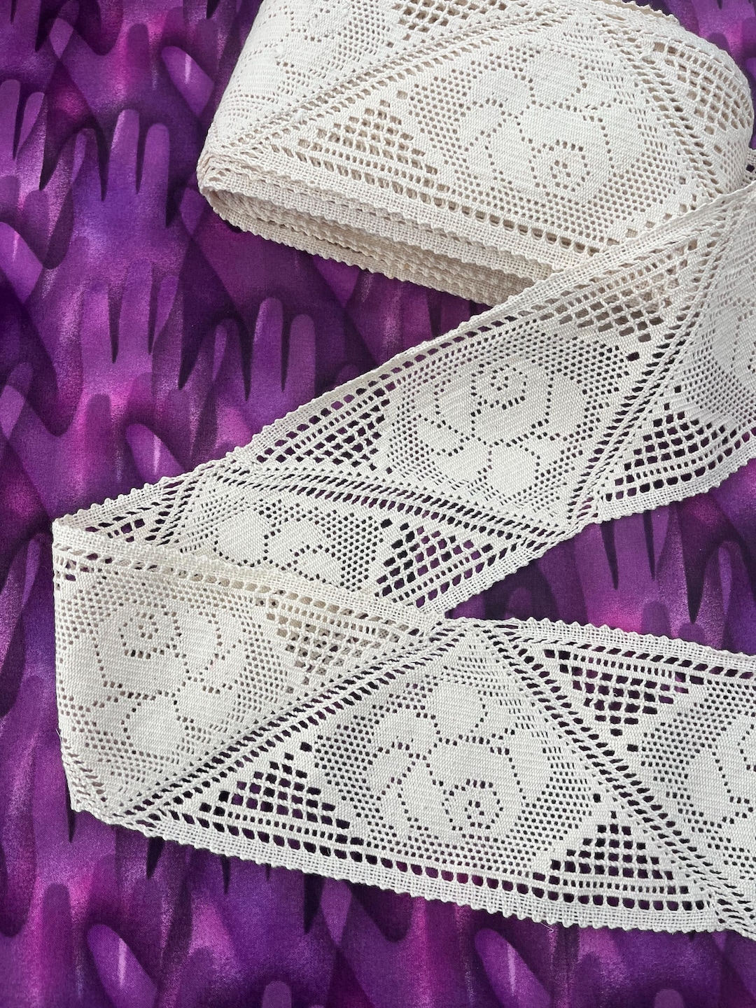 Vintage Style Crochet Look Rose Lace Triangles, Rare Find Crochet Look ...