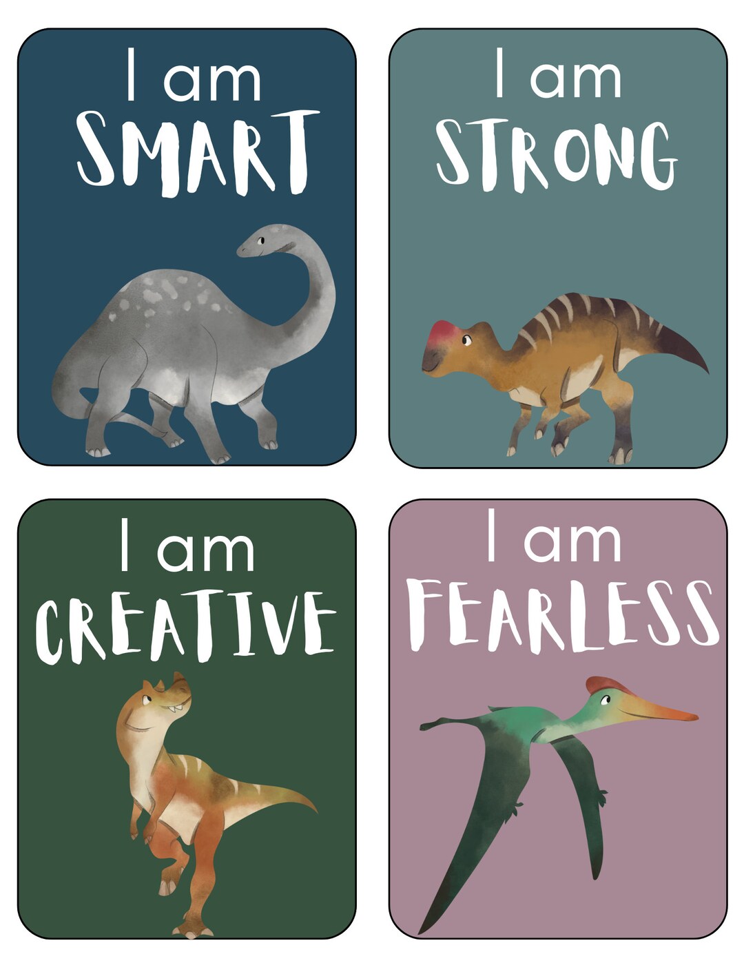PRINTABLE Dinosaur Affirmation Cards (toddler 2-4) - Etsy