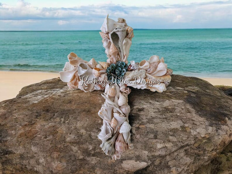 Broken Shell Cross Art Where the Broken Become Whole. Large 16x13 Wood ...