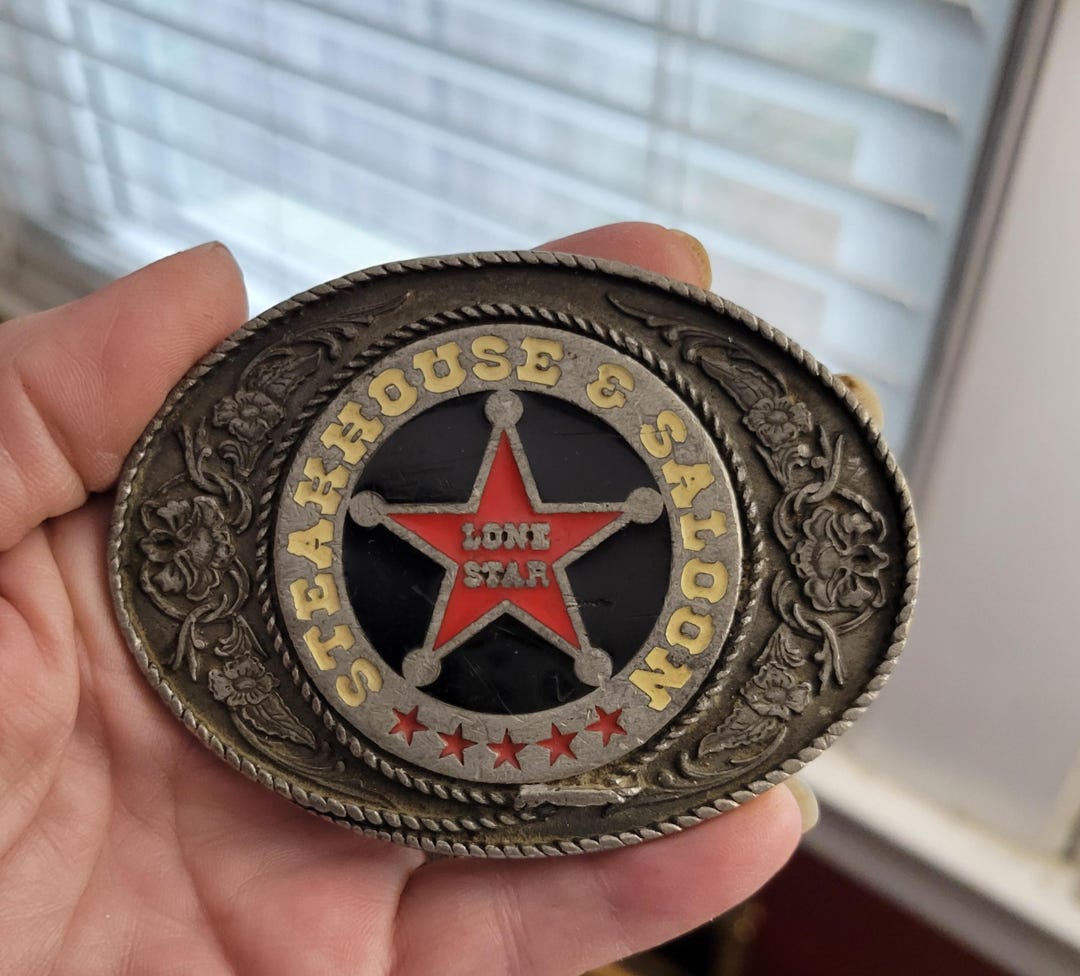 Lonestar Vintage 1994 Belt Buckle Steakhouse & Saloon. Texas Star. 5 ...