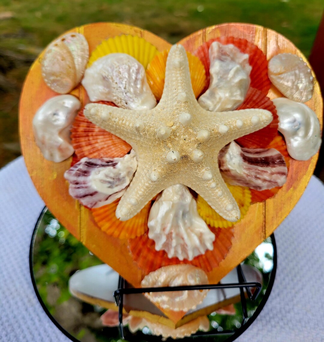 Heart Shape! Shell Art, Colorful, Happy Piece. Collage. Oyster ...