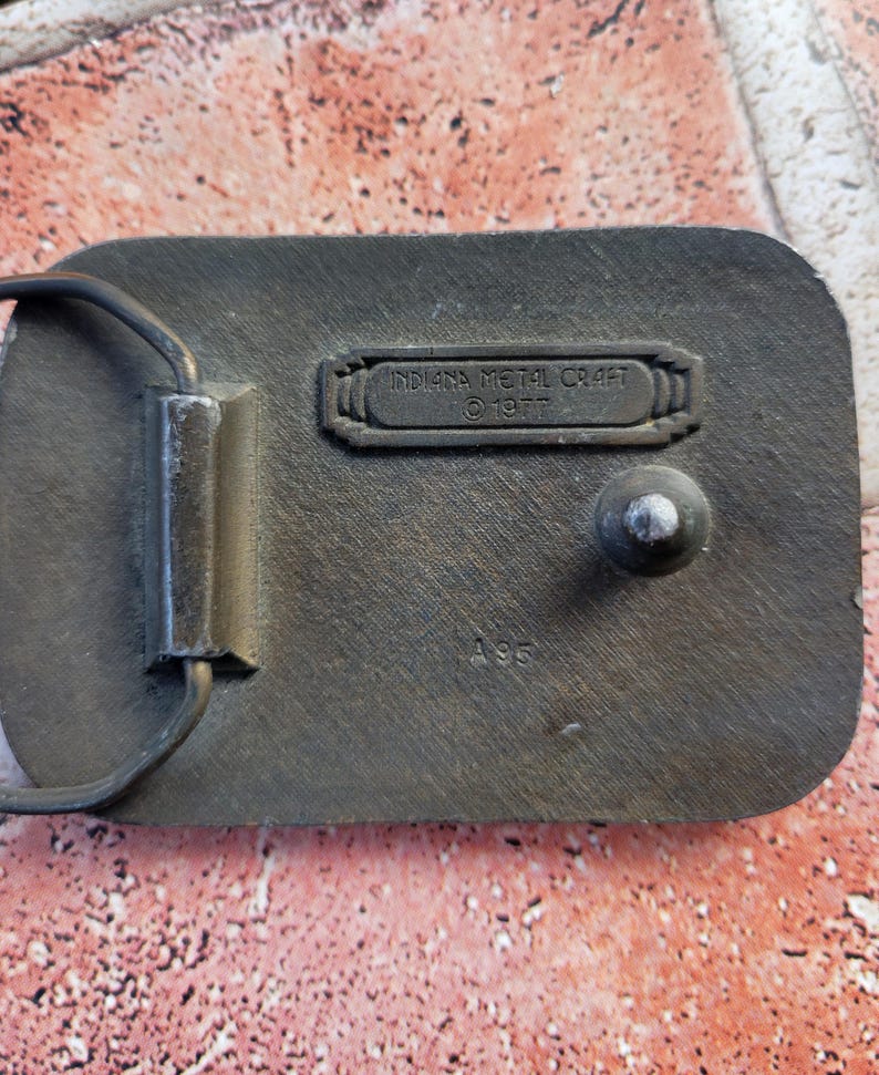 1977 TRUE Vintage Solid Brass Belt Buckle Heavy Patina Indiana Metal ...