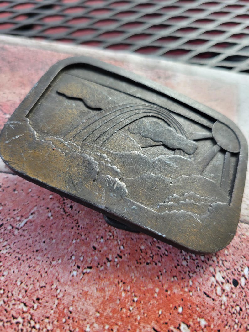 1977 TRUE Vintage Solid Brass Belt Buckle Heavy Patina Indiana Metal ...