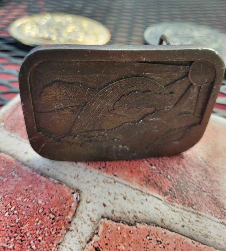 1977 TRUE Vintage Solid Brass Belt Buckle Heavy Patina Indiana Metal ...