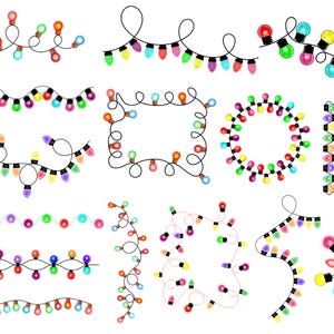 Christmas Lights Clipart Bundle, Christmas Lights PNG, Holiday Lights ...