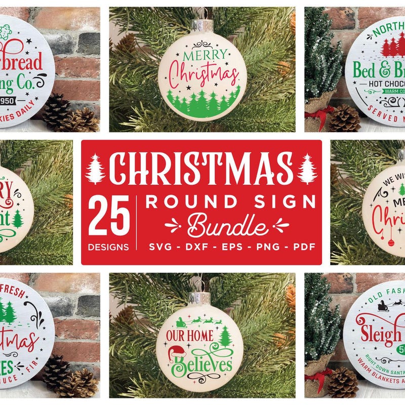 Round Christmas Signs - Etsy