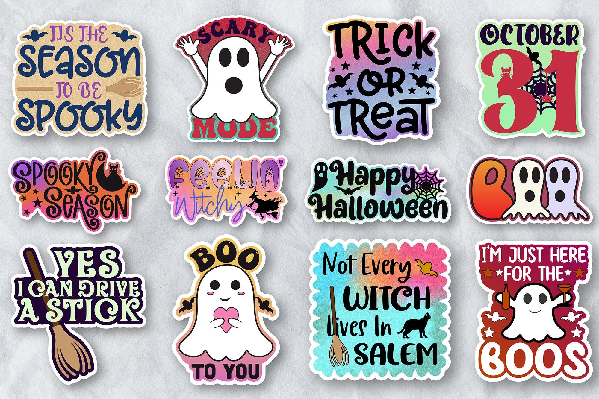 Printable Halloween Stickers Bundle, Halloween Sticker, Halloween ...