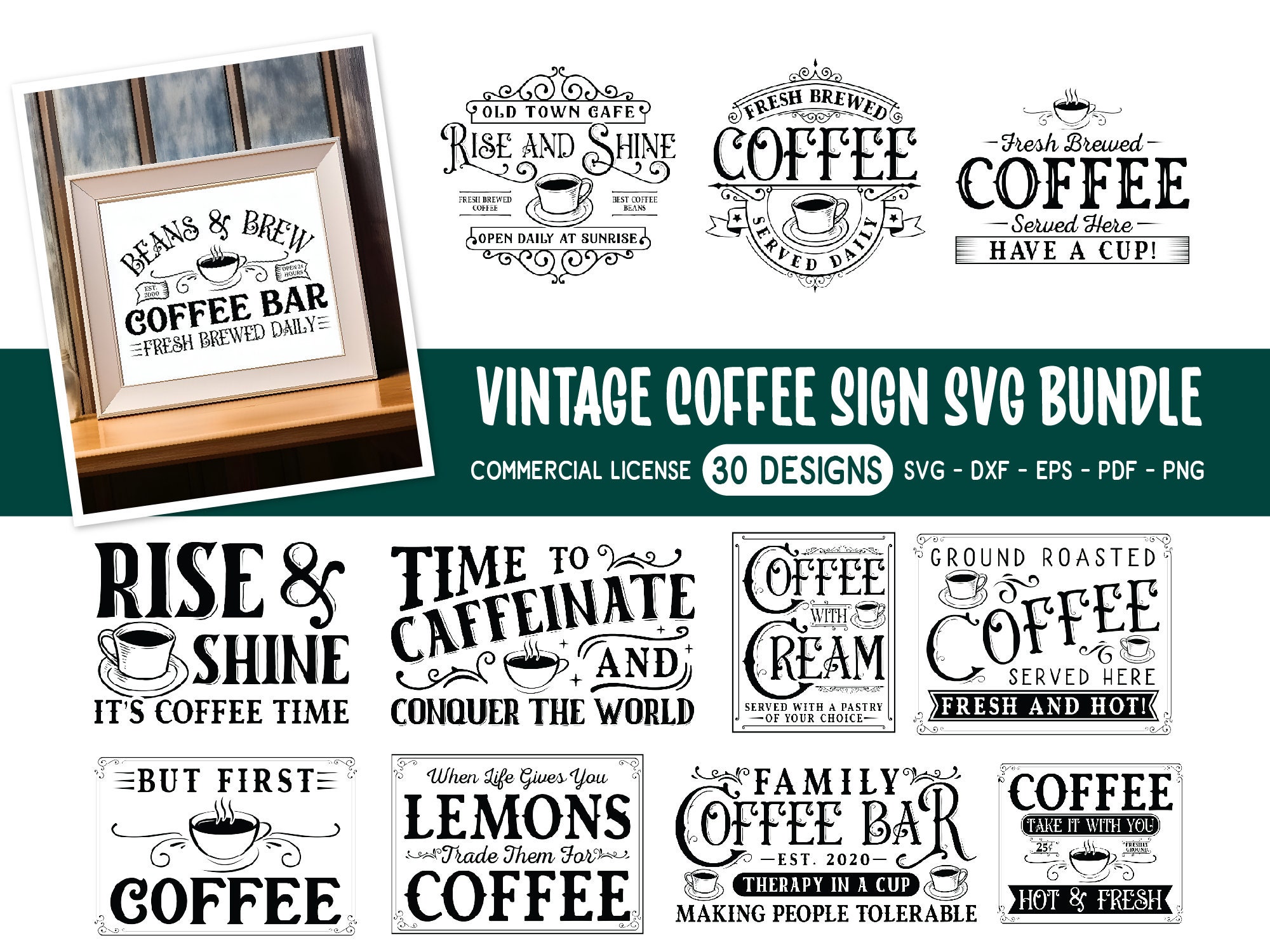 Vintage Coffee Sign SVG Bundle, Coffee Bar Svg, Coffee Signs Png ...