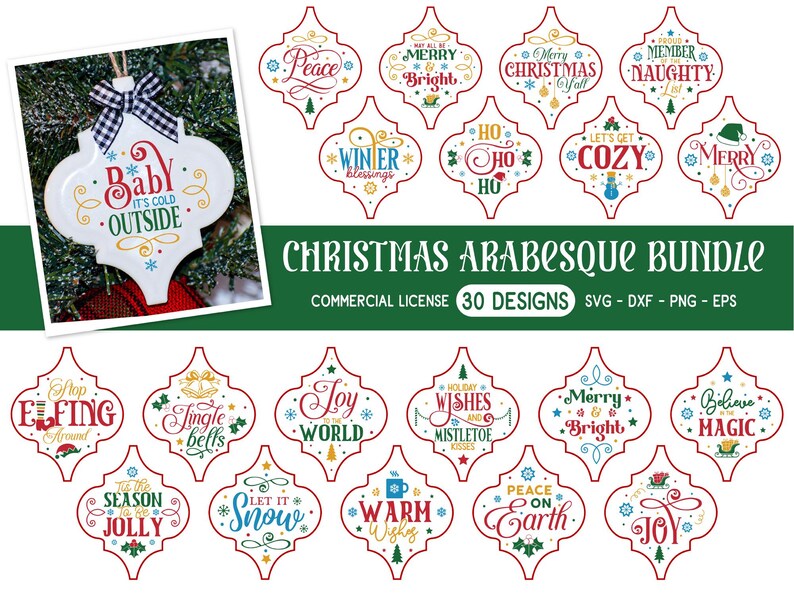 Arabesque Christmas Ornament SVG Bundle, Christmas Ornament Svg ...