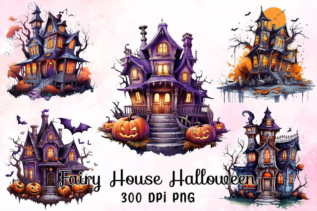 Fairy House Halloween Sublimation Bundle, Halloween House Clipart ...