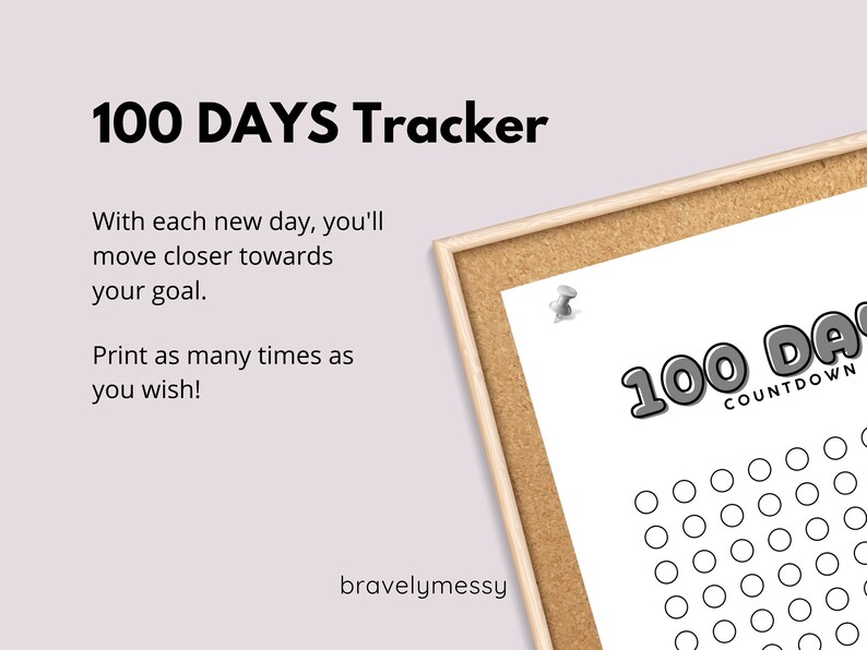 100 Day Tracker Printable Version PDF Template A4, Letter Sizes Simple ...
