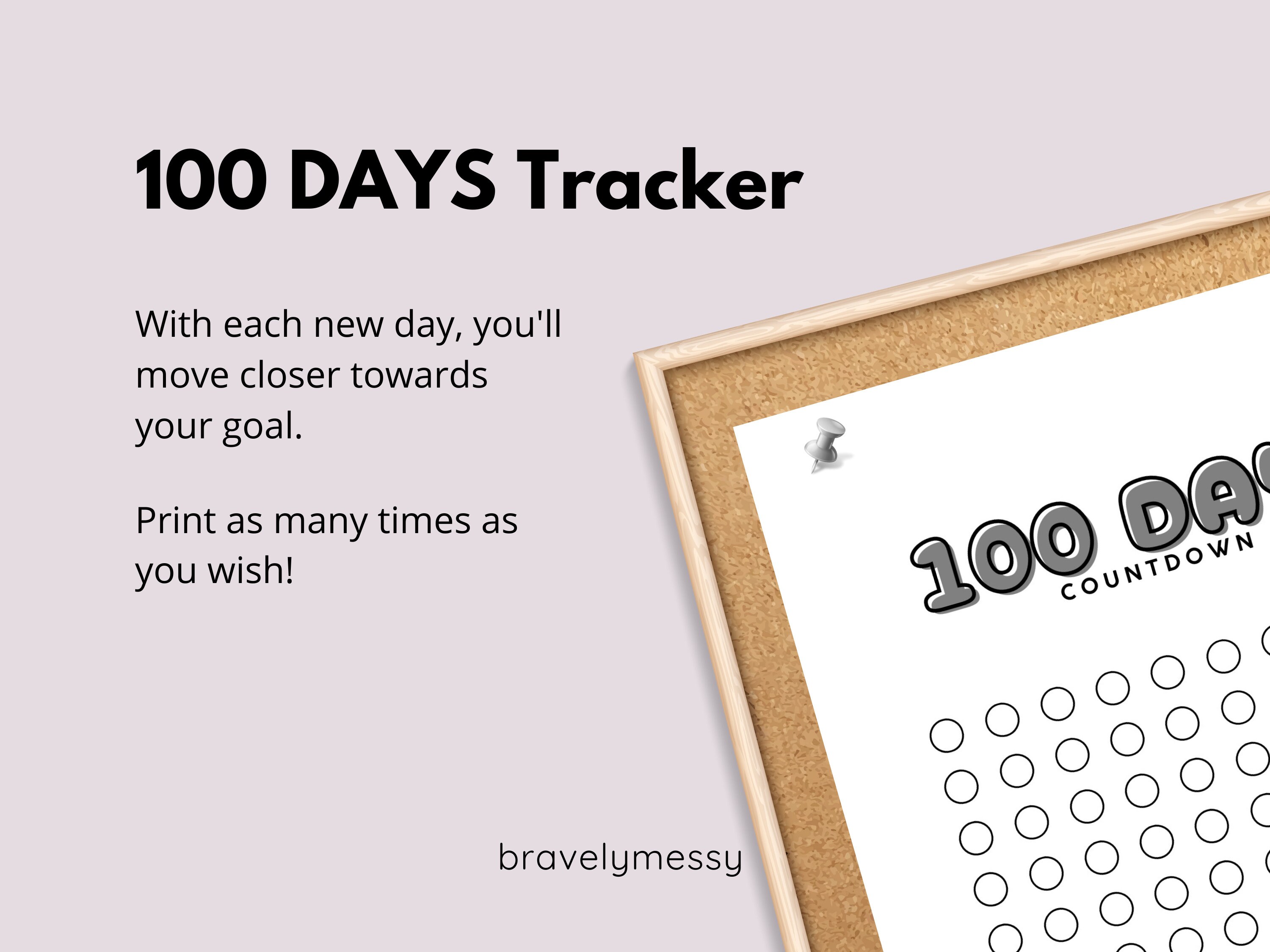 100 Day Tracker Printable Version PDF Template A4, Letter Sizes Simple ...