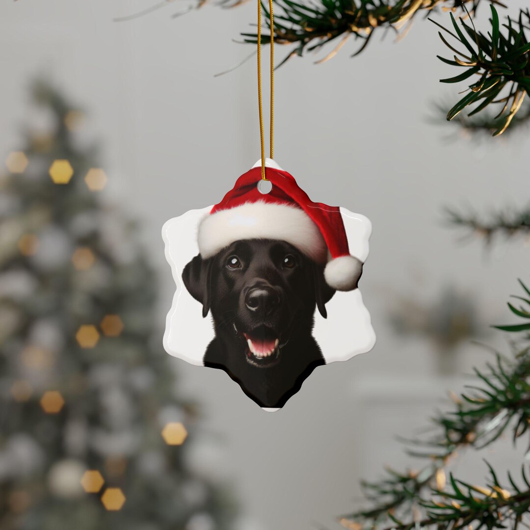 Personalizable Black Lab Labrador Santa Ceramic Ornaments, 2-side Print ...