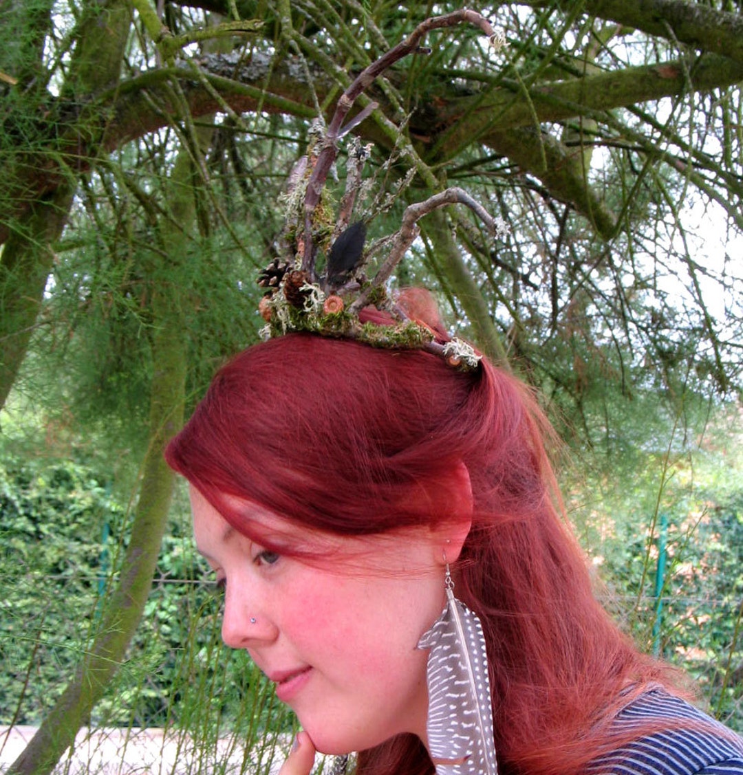 Faery Tiara Forest Witch Crown in Natural Materials Custom - Etsy
