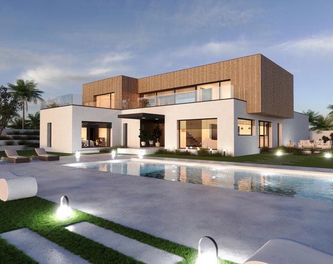 Full Detailed Modern House Plan 15m X 23m- Modern Floor Plans, 4 ...