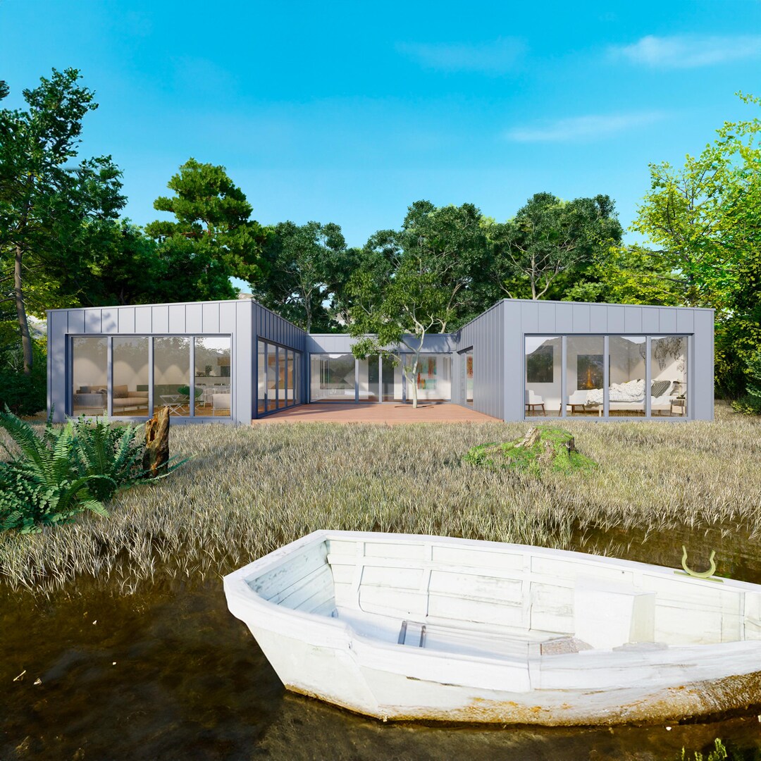 H-shaped House Plans, Container House Plans, Shipping Container House ...