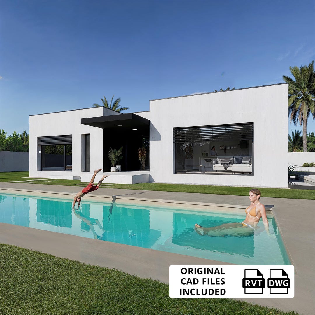 One-storey Villa Blueprint, Airbnb Floor Plan, Villa Design Plans ...