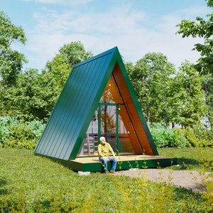 Nordic A Frame Cabin Plans for DIY Tiny Home Construction Blueprint - Etsy