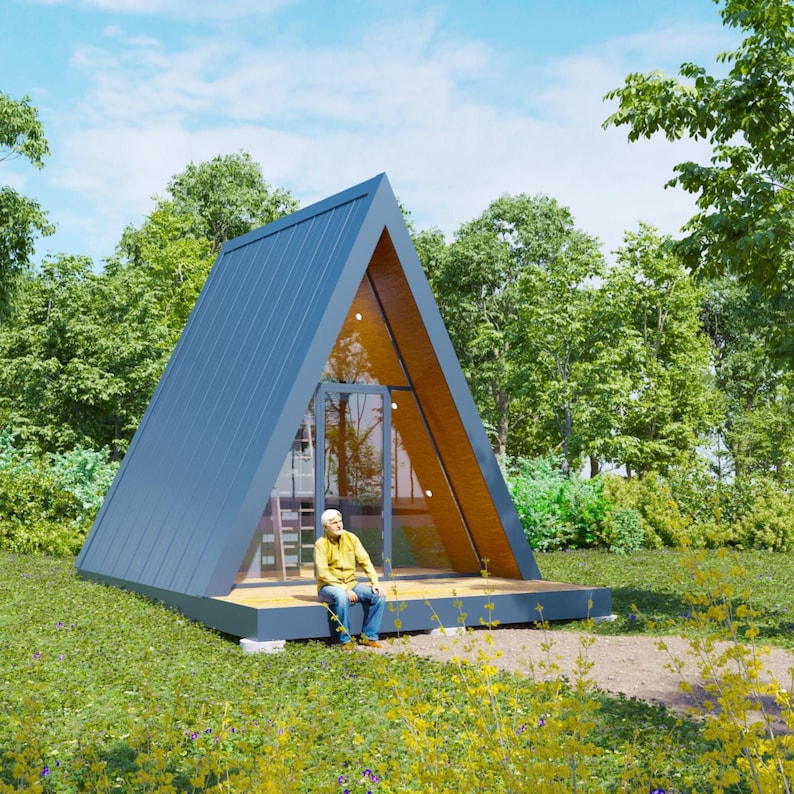 Small A-frame Cabin Plans: 75 Sq Ft Tiny House Design - Etsy