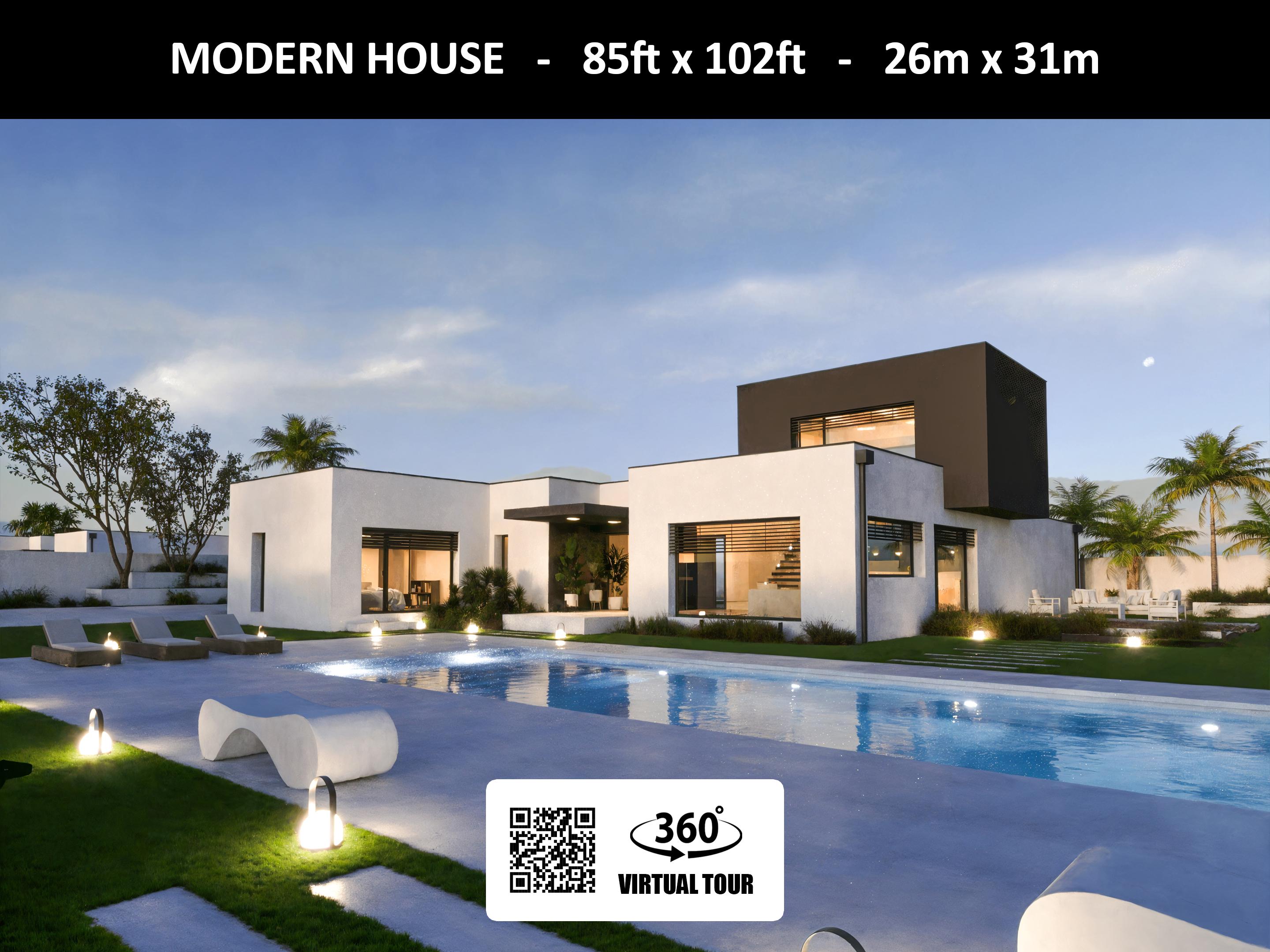 Modern House Plan With 4 Bedroom and a Swimming-pool - 150m2 - 1600ft2 ...