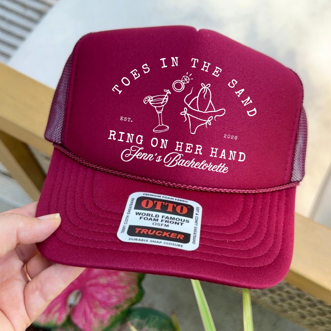 Custom Toes in the Sand Ring on Her Hand Bachelorette Hats, Beach ...