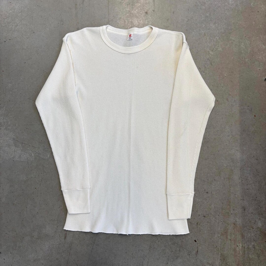 Vintage 80s Waffle Knit Thermal Flawed Longsleeve T-shirt / Outerwear ...
