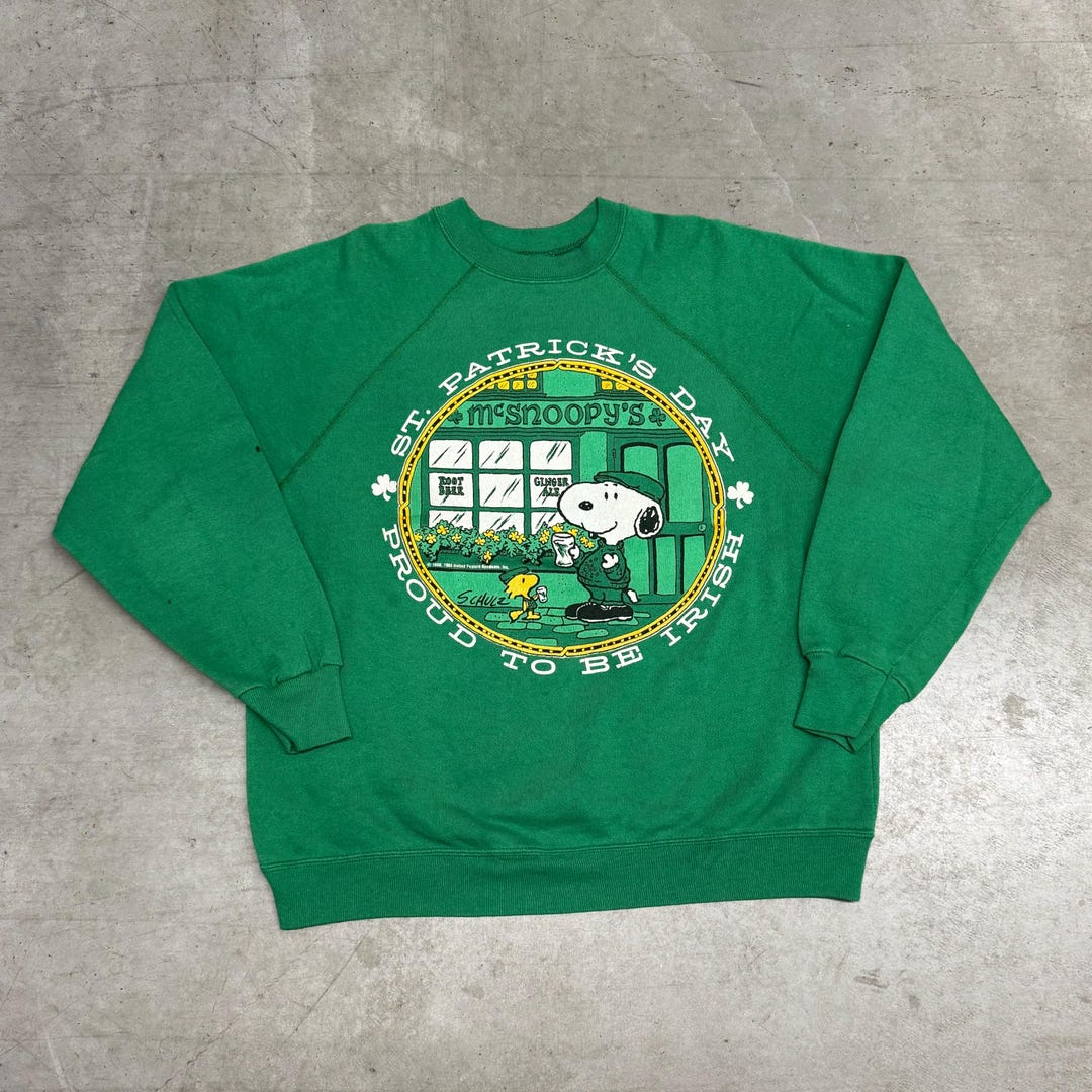 Vintage 90s Snoopy St Patrick’s Day Graphic Sweatshirt / St Patrick’s ...