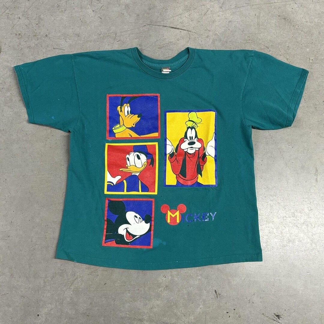 Vintage 80s/90s Mickey Mouse Characters Graphic Turquoise T-shirt - Etsy