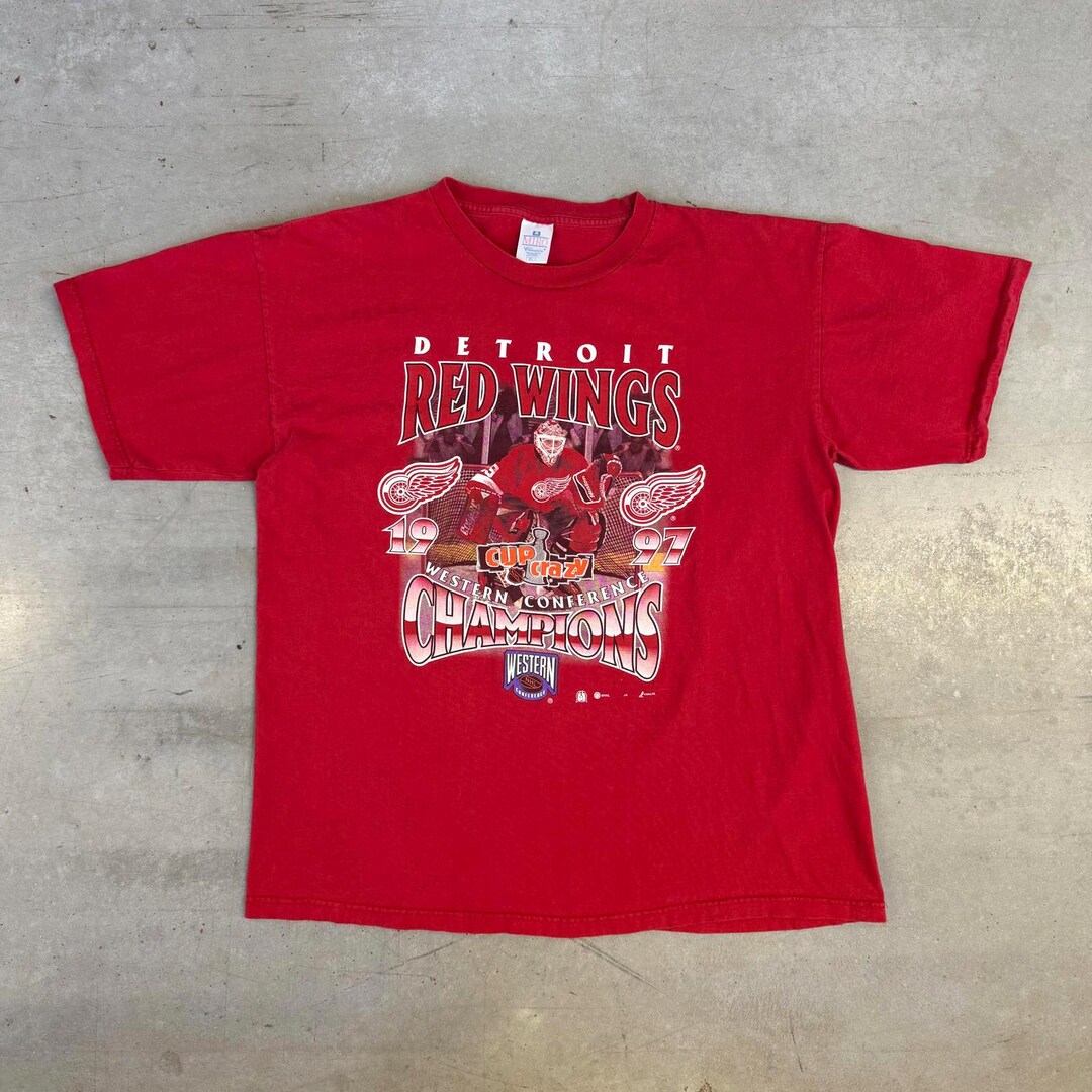 Vintage 1997 Detroit Red Wings Conference Champions Graphic Red Tshirt ...