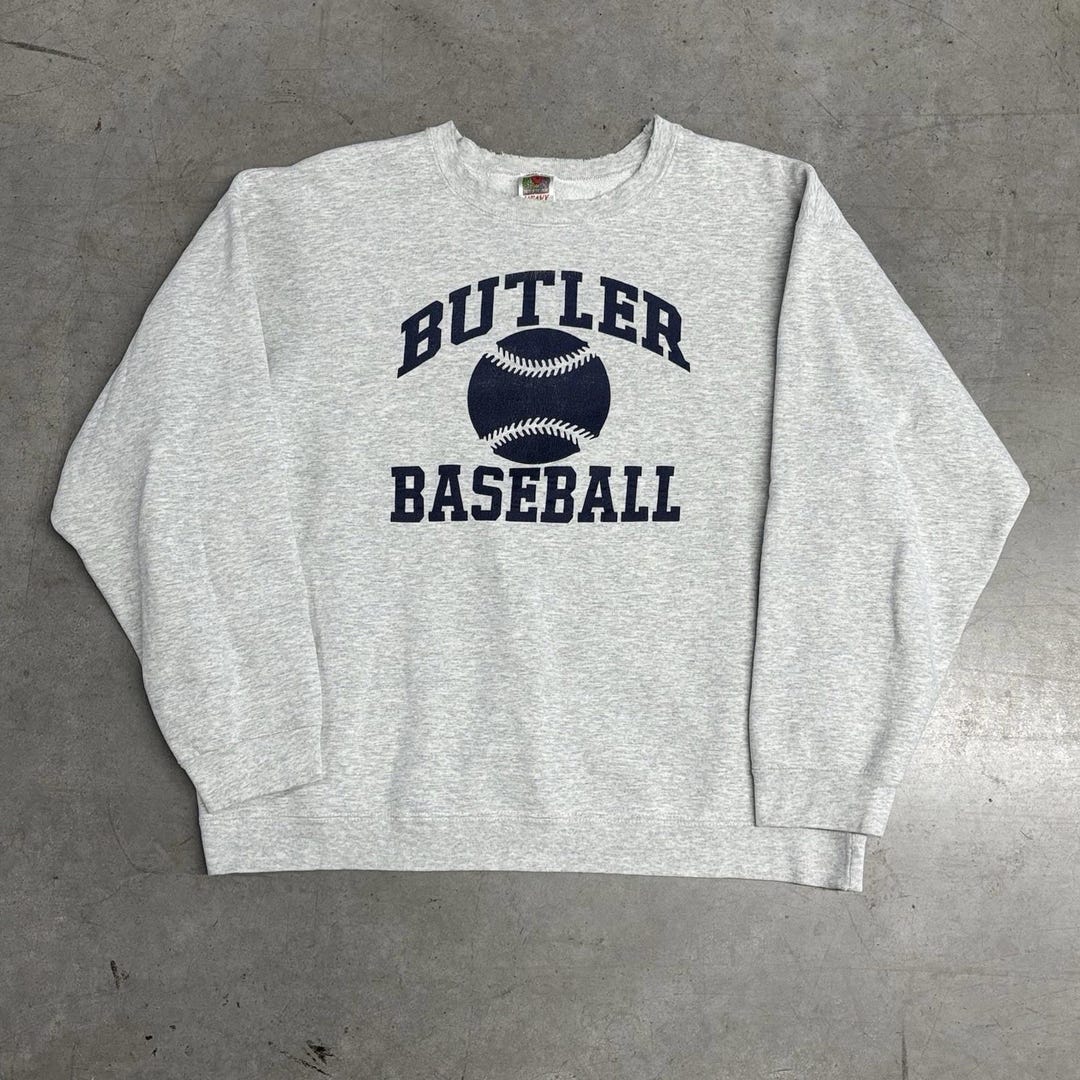 Vintage 90s Butler Baseball Retro Logo Spellout Gray Sweatshirt / Retro ...