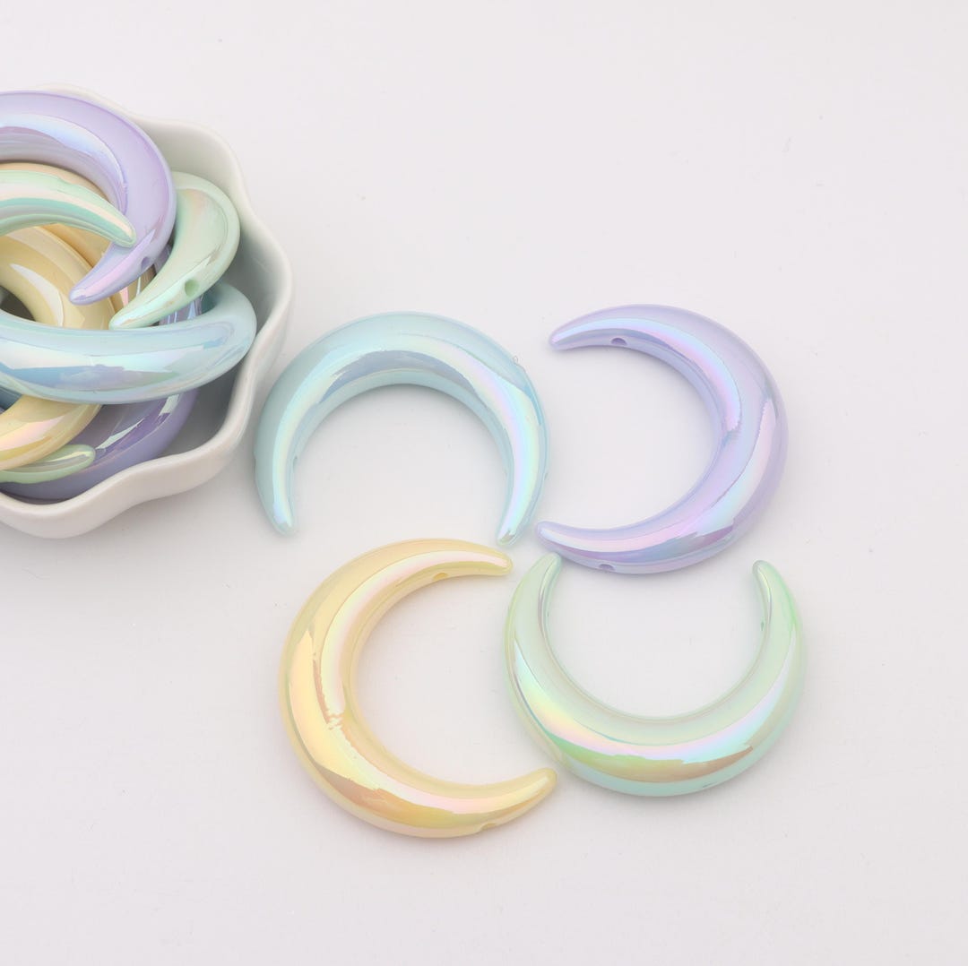 Curved Moon Beads Acrylic Crescent Moon Shaped Beads for Jewelry Making ...