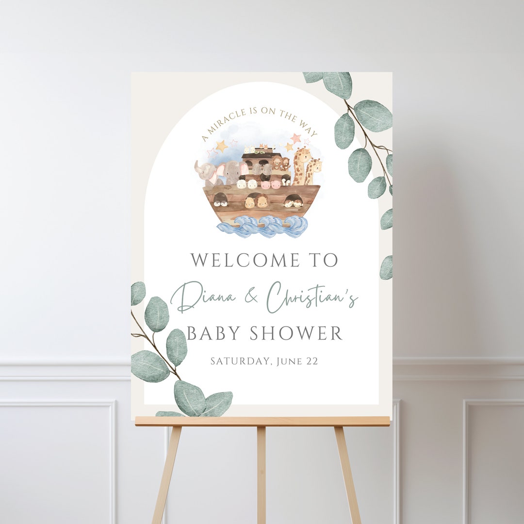 Customizable Noah's Ark Welcome Sign Template - Gender-neutral Baby ...