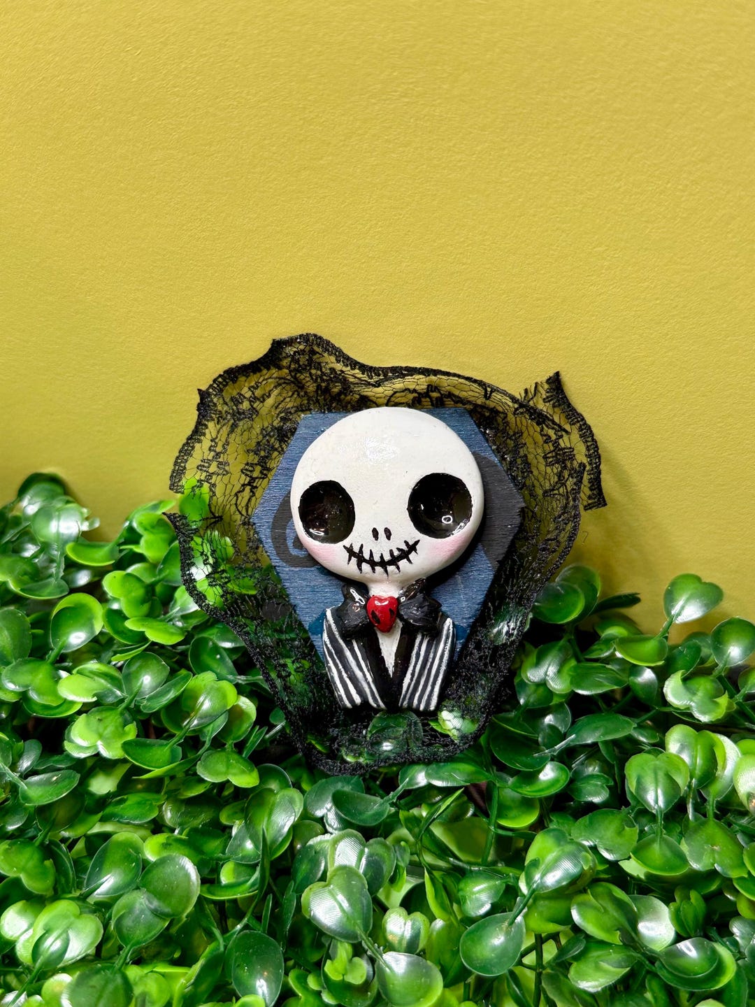 Jack Skellington Inspired Wood Clay Magnet - Etsy