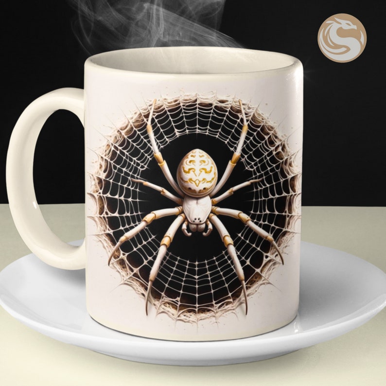 3D Spider Mug Wrap, 3D Golden Spider Mug for 11oz and 15oz Mugs ...