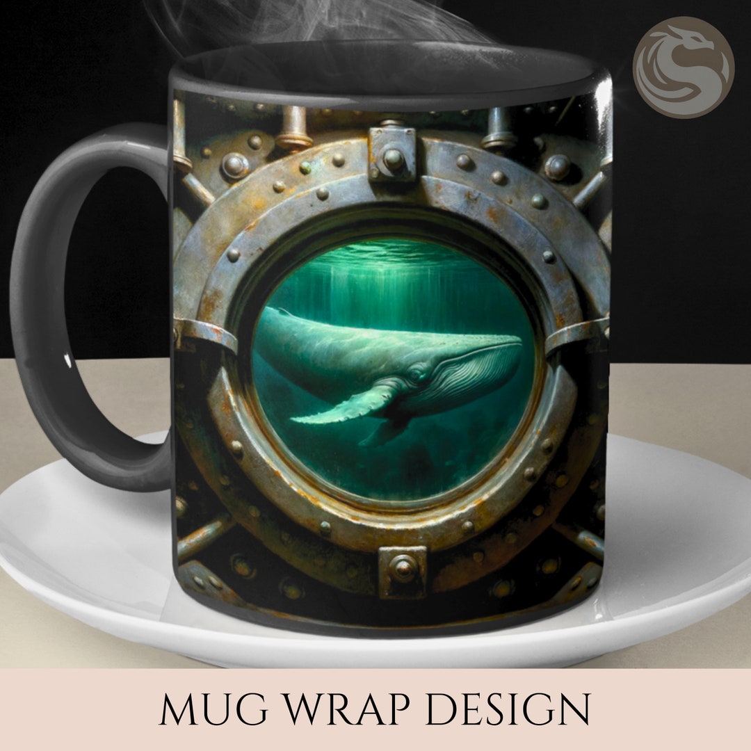 3D Old Submarine Wall With Moby Dick Digital Painting for Mug ...