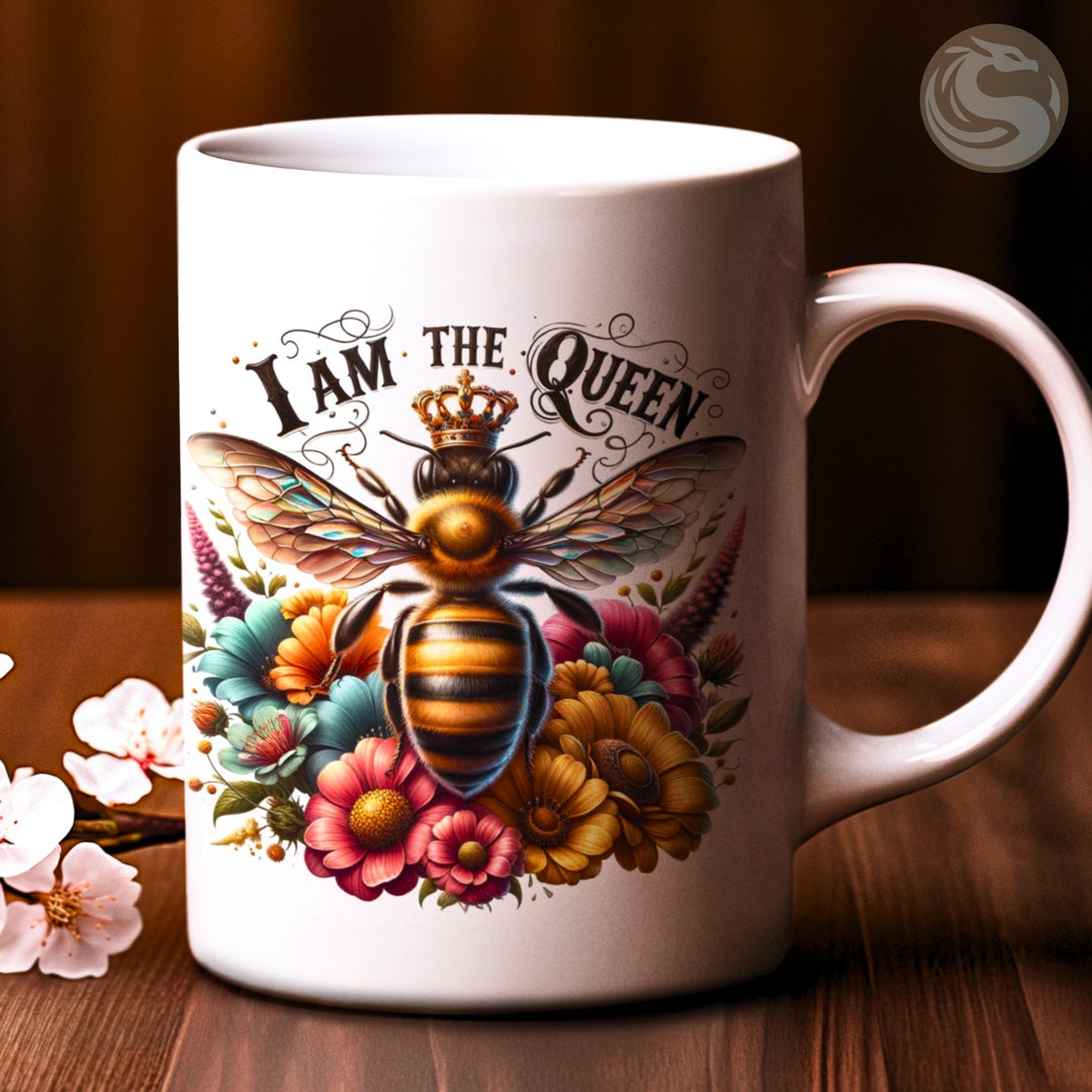Queen Bee Mug - Floral and Bee-themed Sublimation Design for Bee Lovers ...