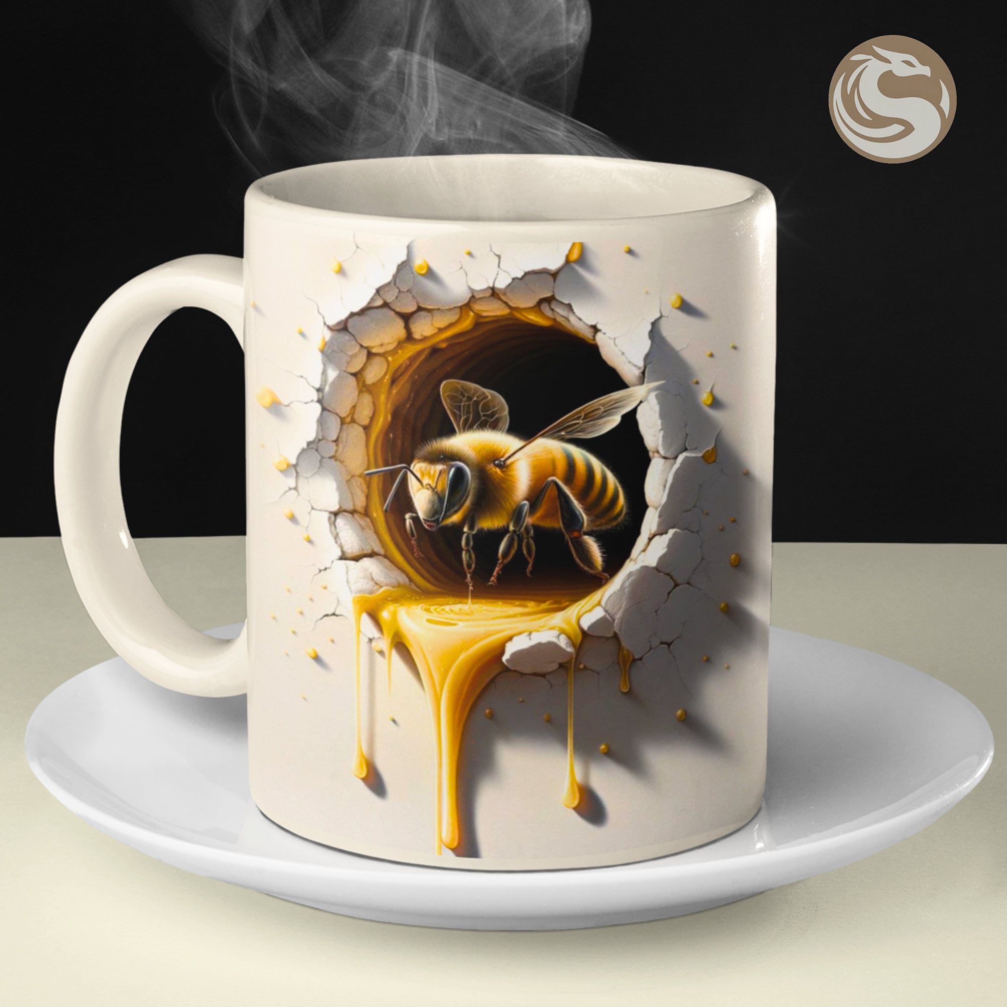 3D Bee Mug Wrap, 3D Bee and Honey Mug for 11oz and 15oz Mugs ...