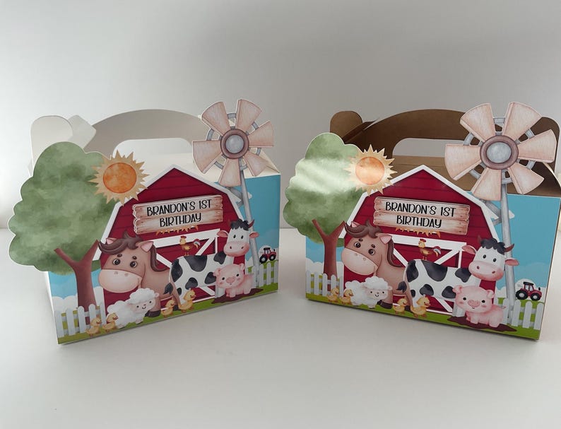 Farm Gable Box Farm Party Favor Box Farm Gift Box Animal Gift Box ...