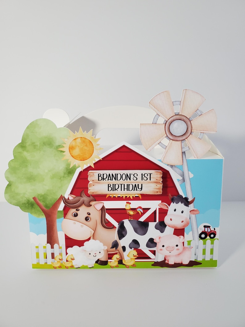 Farm Gable Box Farm Party Favor Box Farm Gift Box Animal Gift Box ...