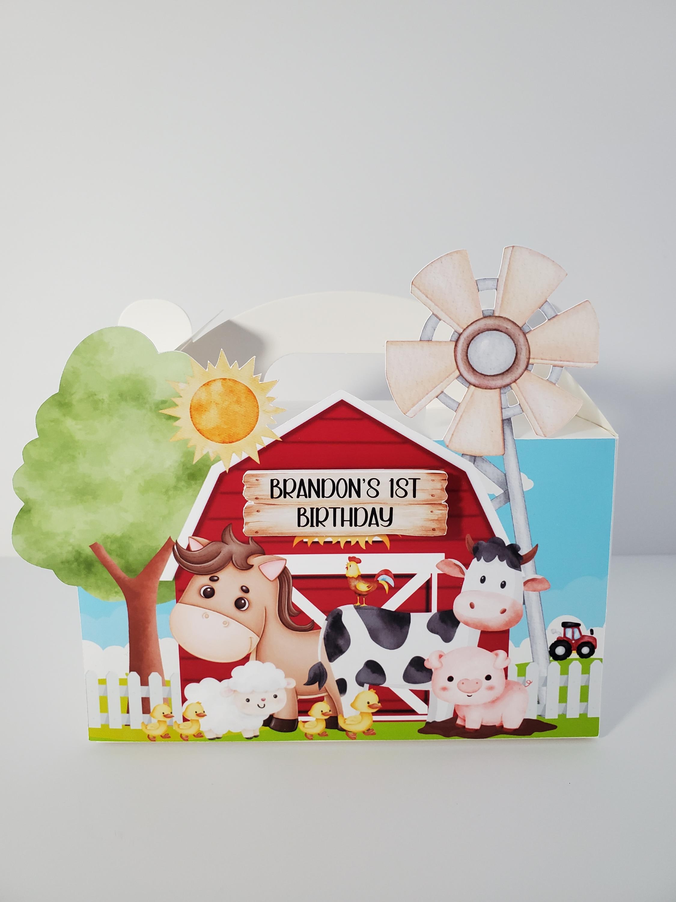 Farm Gable Box Farm Party Favor Box Farm Gift Box Animal Gift Box ...