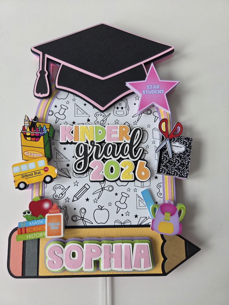 Personalized Pre-k Graduation Cake Topper, School Theme Party - Etsy