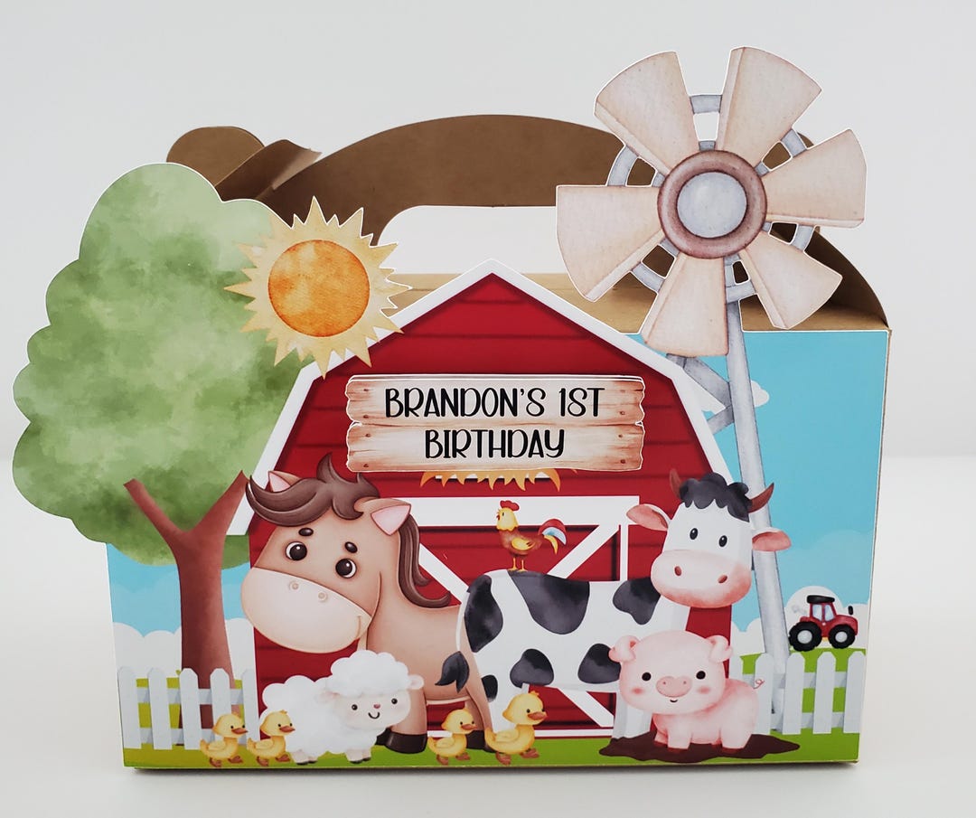 Farm Gable Box Farm Party Favor Box Farm Gift Box Animal Gift Box ...