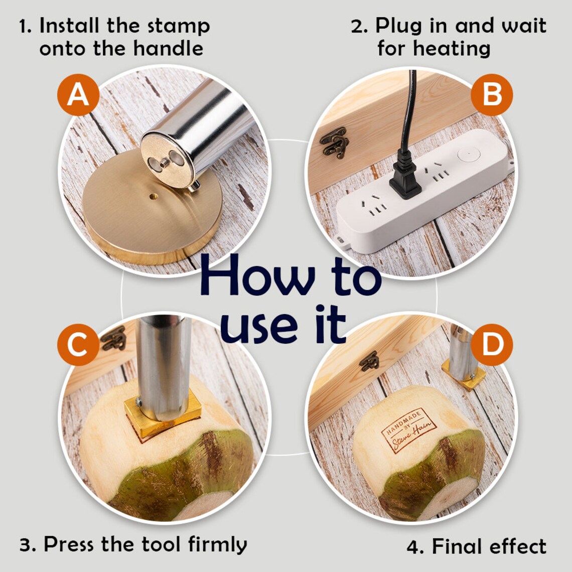 Custom Electric Branding Iron, Custom Personalized Coconut Branding ...