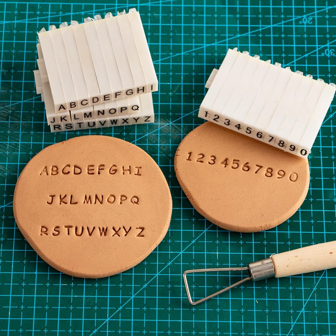 26 Upper Case Stamp, 10 Number Stamp, Clay Stamp, Clay Stamp Set ...