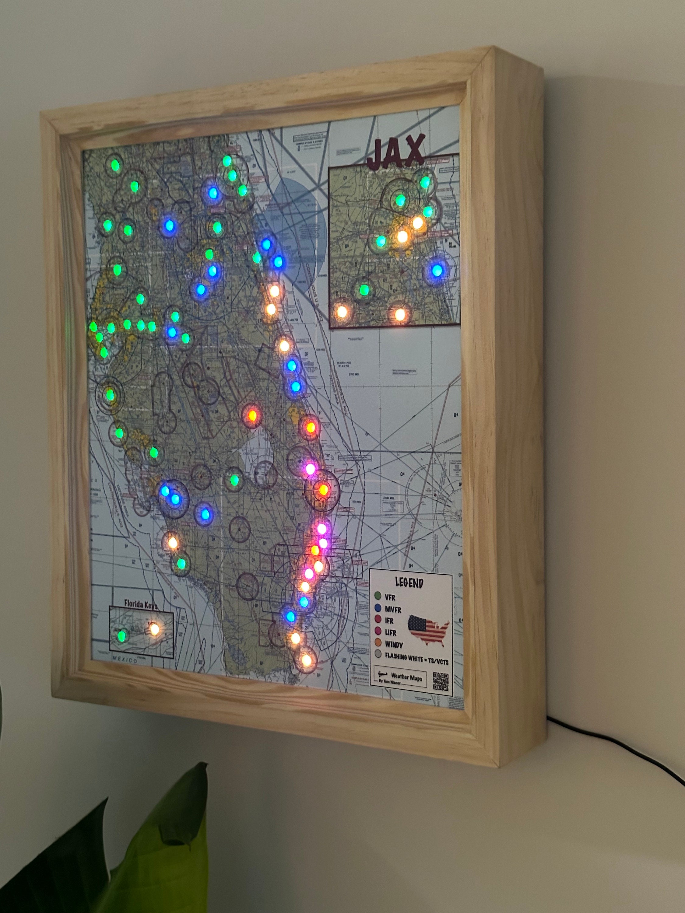 VFR Led Sectional Chart Florida JAX Included for Pilots (WIFI) - Etsy